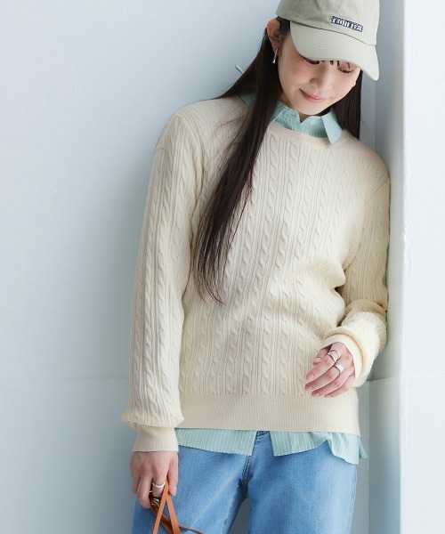 【セール】ムースタッチニット柄編みクルーネックトップス＜大きいサイズ有＞（ニット/セーター）｜nissen（ニッセン）のファッション通販 ...