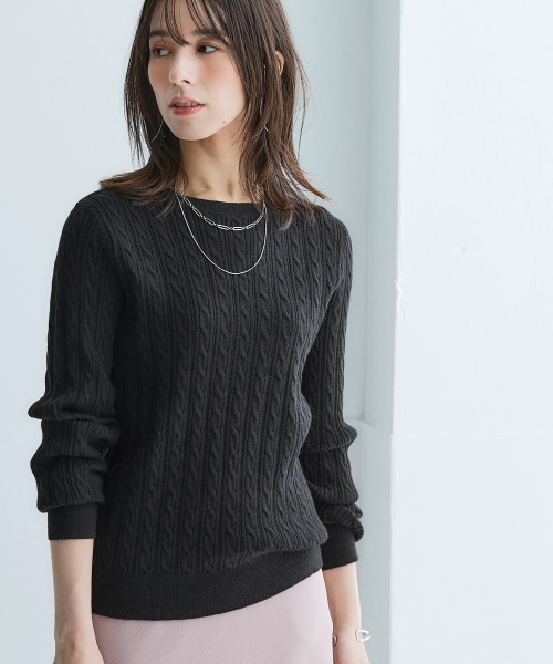 【セール】ムースタッチニット柄編みクルーネックトップス＜大きいサイズ有＞（ニット/セーター）｜nissen（ニッセン）のファッション通販 ...
