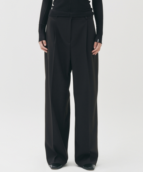 DOUBLE PLEATED WIDE SLACKS_BLACK（スラックス）｜NICK&NICOLE（ニックアンドニコール）のファッション ...