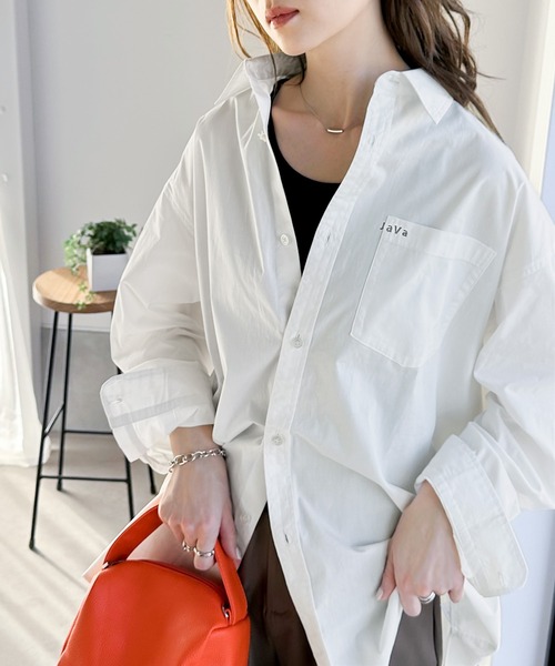 Java（ジャバ）の「《JaVaジャバ コラボ》1枚でマルチウェイ。コットン100％胸刺繍ストライプBIGシルエットシャツ（シャツ/ブラウス）」 - WEAR