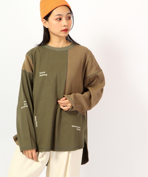 FUNALIVE（ファンアライブ）の「AMERICAN FUDGE ワッフル切替プリントプルオーバー（Tシャツ/カットソー）」 - WEAR