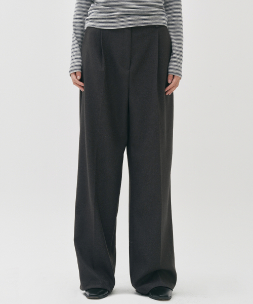 DOUBLE PLEATED WIDE SLACKS_CHARCOAL（スラックス）｜NICK&NICOLE（ニックアンドニコール）の ...