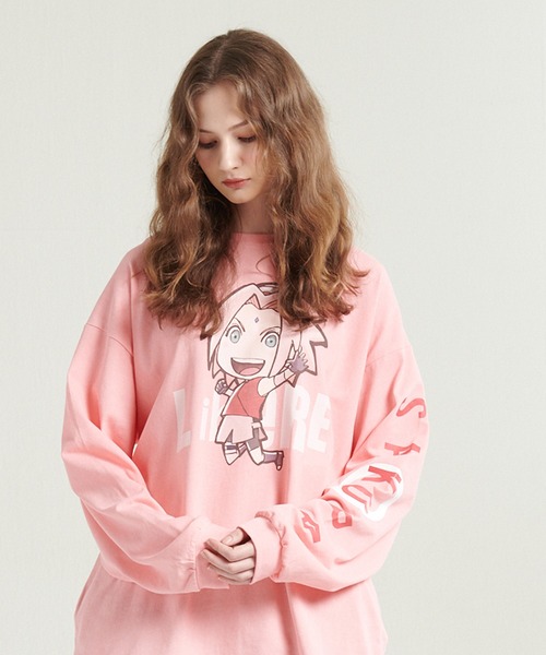 LIBERE（リベーレ）の「LIBERE リベーレ / ×NARUTO ナルト SAKURA LONGSLEEVE プリントビッグシルエットバックプリントTシャツ ロンT 春野 サクラ ...