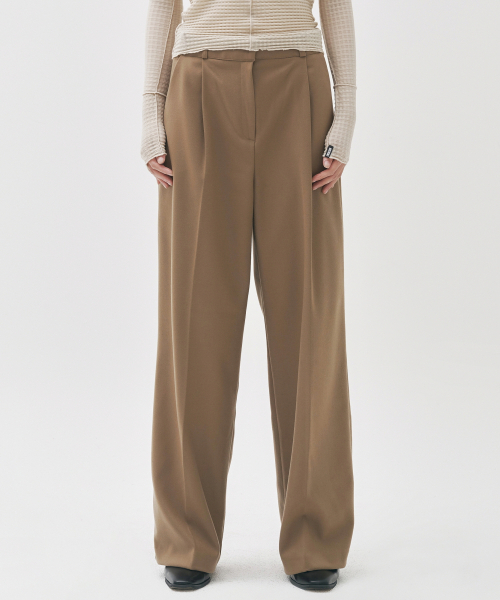 DOUBLE PLEATED WIDE SLACKS_BEIGE（スラックス）｜NICK&NICOLE（ニックアンドニコール）のファッション ...