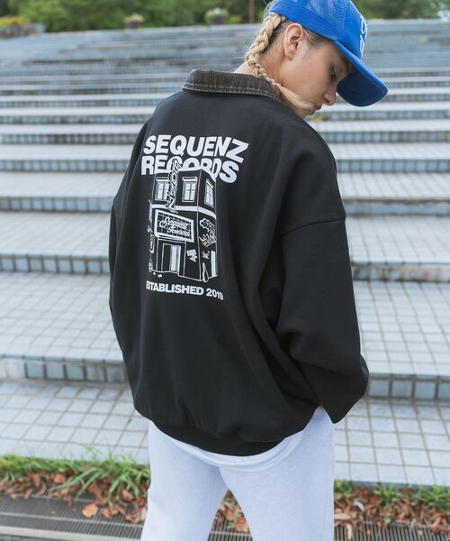 SEQUENZ（シークエンズ）の「【SEQUENZ】 RECORD SHOP STAFF HALF ZIP POLO SWEAT / 裏起毛 オーバーサイズ ハーフジップ スウェット 配色 ...