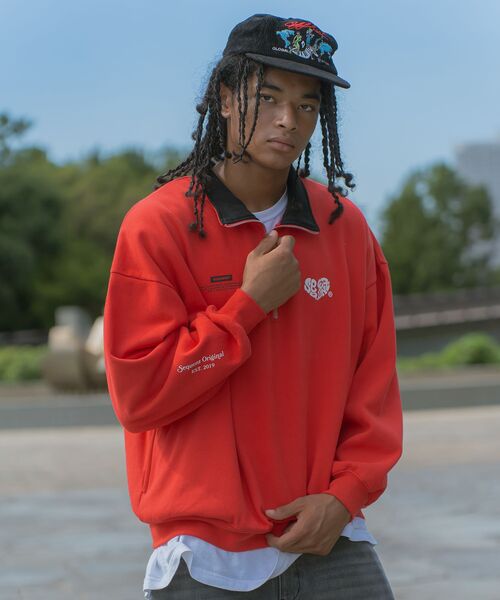 SEQUENZ（シークエンズ）の「【SEQUENZ】 BROKEN HEART LOGO HALF ZIP SWEAT / 裏起毛 オーバーサイズ クルーネック スウェット 配色（スウェット ...