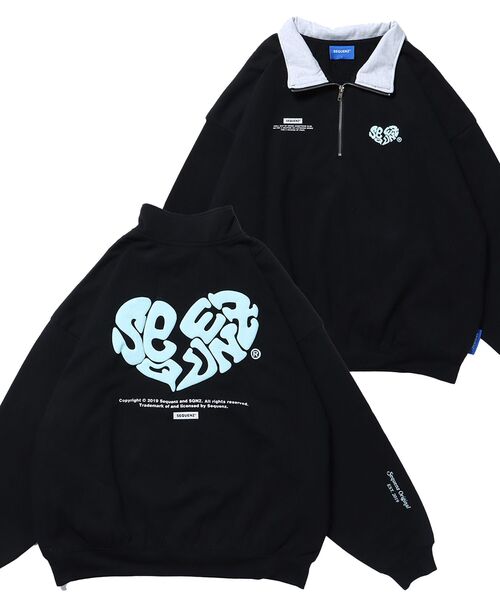 SEQUENZ（シークエンズ）の「【SEQUENZ】 BROKEN HEART LOGO HALF ZIP SWEAT / 裏起毛 オーバーサイズ クルーネック スウェット 配色（スウェット ...