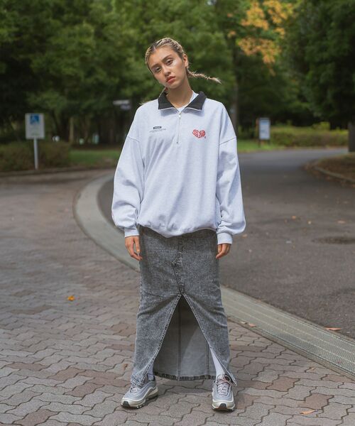 SEQUENZ（シークエンズ）の「【SEQUENZ】 BROKEN HEART LOGO HALF ZIP SWEAT / 裏起毛 オーバーサイズ クルーネック スウェット 配色（スウェット ...