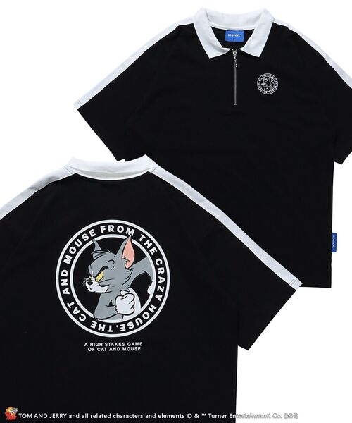 Tom＆Jerry（トムアンドジェリー）の「【SEQUENZ】TJ SIDE LINE S/S ZIP STRETCH POLO / 半袖Tシャツ ジップアップ バックプリント 刺繍 TOM ...