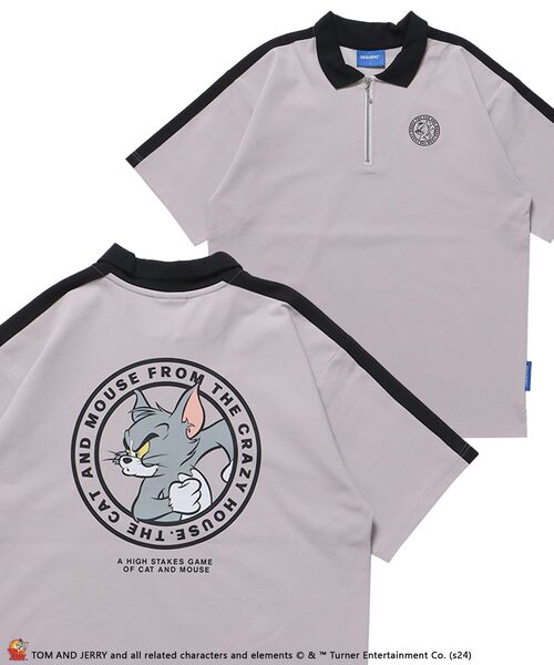 Tom＆Jerry（トムアンドジェリー）の「【SEQUENZ】TJ SIDE LINE S/S ZIP STRETCH POLO / 半袖Tシャツ ジップアップ バックプリント 刺繍 TOM ...