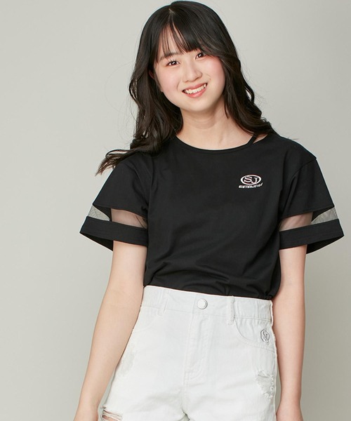 SISTER JENNI（SISTER JENNI）の「【コットン100％】そでチュール切替ネックあき短丈T（Tシャツ/カットソー）」 - WEAR