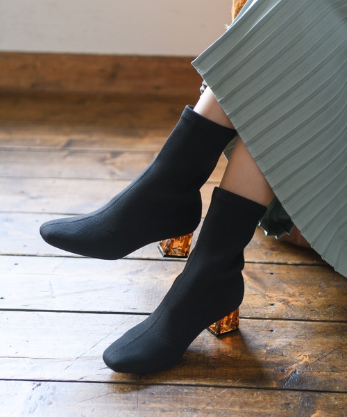 Rewde（ルゥデ）の「ｸﾘｱﾋｰﾙﾆｯﾄﾌﾞｰﾂ（0R18-BT04）（ブーツ）」 - WEAR