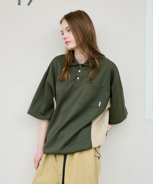 WETTEMPT（ウィテンプト）の「SIDE SWITCHING MOSS STITCH POLO SHIRT / サイド切り替え鹿の子ポロシャツ（ポロシャツ）」 - WEAR
