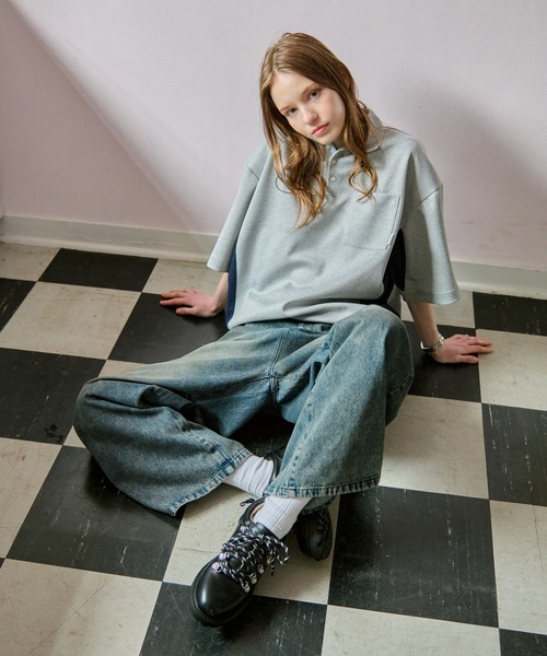 WETTEMPT（ウィテンプト）の「SIDE SWITCHING MOSS STITCH POLO SHIRT / サイド切り替え鹿の子ポロシャツ（ポロシャツ）」 - WEAR