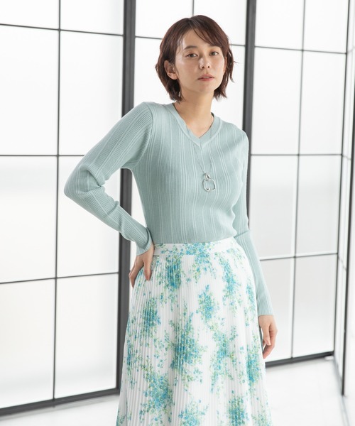 Rewde（ルゥデ）の「【サステナブル】Vネックランダムリブニット（1R14-02171）（ニット/セーター）」 - WEAR