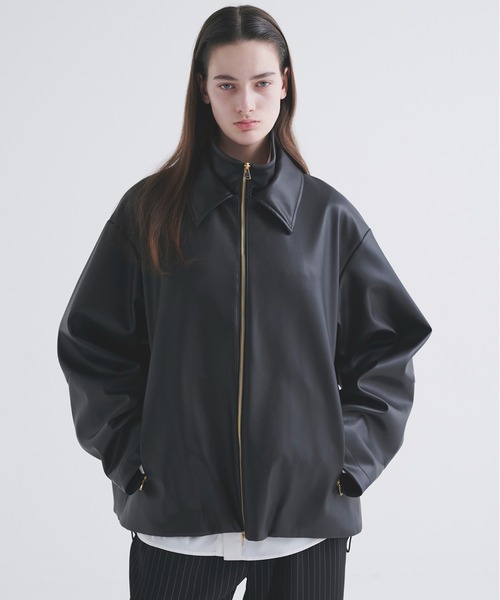 CULLNI（クルニ）の「Faux Leather Layerd Collar Zip Up Jacket（ブルゾン）」 - WEAR
