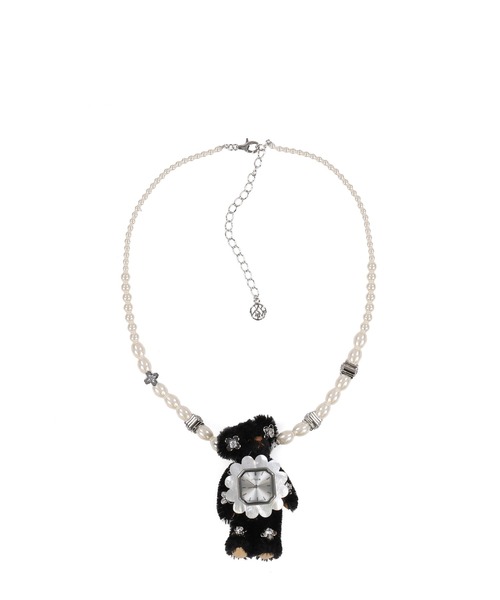 LACE-EDGED WATCH DIAL INLAID GEMSTONE BEAR NECKLACE（ネックレス）｜YVMIN（イヴミン）の ...