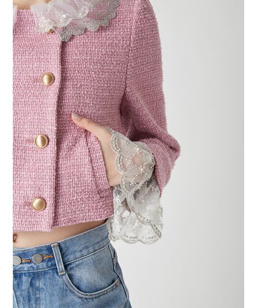 LILY BROWN（リリーブラウン）の「[L.B CANDY STOCK]スカラップビジューアタッチドジャケット（テーラードジャケット ...
