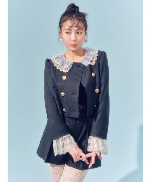 LILY BROWN（リリーブラウン）の「[L.B CANDY STOCK]スカラップビジューアタッチドジャケット（テーラードジャケット ...