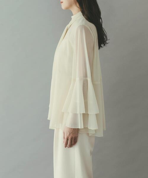 セール】シアーラメチュールフレアスリーブブラウス（シャツ/ブラウス