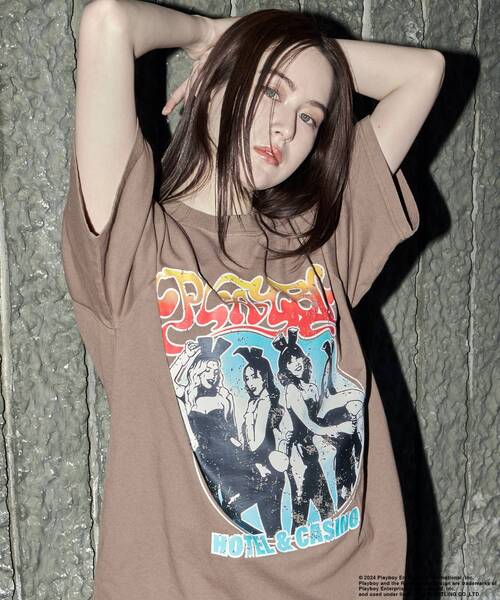 PLAYBOY（プレイボーイ）の「【SEQUENZ】PBHC FADE S/S TEE / プレイボーイ 半袖Tシャツ バックプリント ブランドロゴ バニー ガール バンT フェード ...