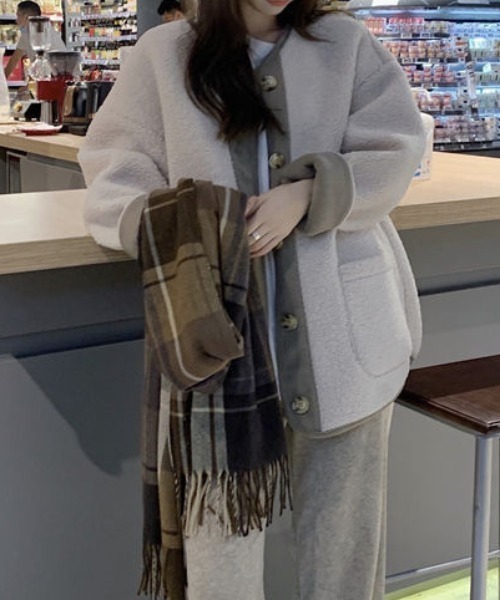 Teem Store（チームストア）の「カラーレスボアノーカラージャケット（ノーカラージャケット）」 - WEAR