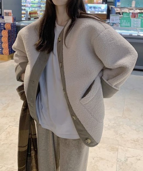 Teem Store（チームストア）の「カラーレスボアノーカラージャケット（ノーカラージャケット）」 - WEAR