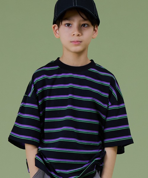 PAIRMANON STREET（ペアマノンストリート）の「【PAIRMANON STREET】アソート マルチボーダー ビッグシルエット 半袖 Tシャツ（Tシャツ/カットソー）」 - WEAR