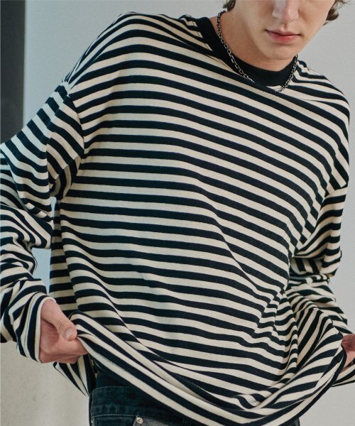 【セール】LONG SLEEVE HEAVY OVERSIZED STRIPE DANGARA BLACK（Tシャツ/カットソー）｜CPGN ...