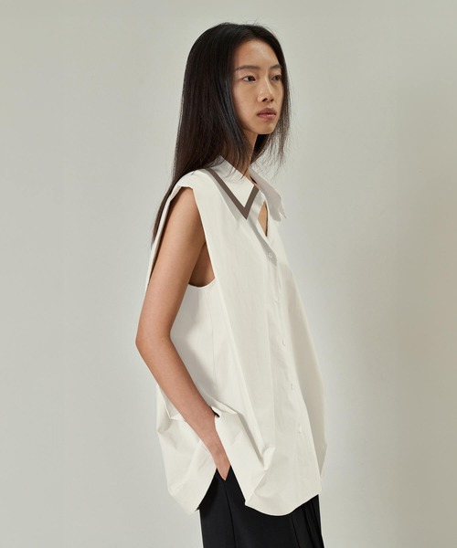 ELCY（エルシー）の「【ELCY】バイカラー襟ノースリーブコットンブラウスシャツ20代30代（シャツ/ブラウス）」 - WEAR