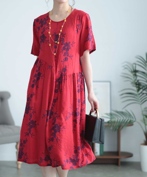 夏風を感じる花刺繍コットンワンピース（ワンピース）｜Sawa a la mode（サワアラモード）のファッション通販 - ZOZOTOWN