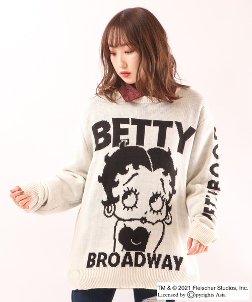 BETTY BOOP（ベティ・ブープ）の「BETTY BOOP「Broadway Betty」7GGジャカード/BIGシルエット/クルーセーター（ニット/セーター）」 - WEAR