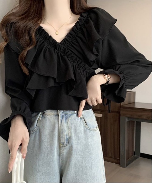 【セール】クロスフリル 5分袖トップス（Tシャツ/カットソー）｜Ritzy（リッツィー）のファッション通販 - ZOZOTOWN