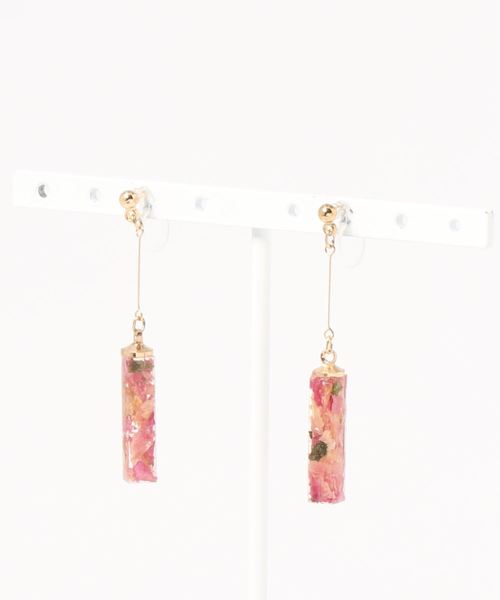 Three Four Time（ｽﾘｰﾌｫｰﾀｲﾑ）の「お花封入スティック樹脂ノンホールピアス（イヤリング）」 - WEAR