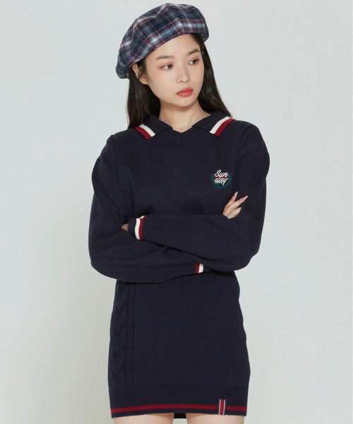 ROMANTIC CROWN（ロマンティッククラウン）の「【ROMANTIC CROWN】STRIPE COLLAR V NECK ...