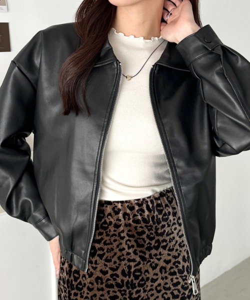 CLEA（クレア）の「PUミドルZIPブルゾン（ブルゾン）」 - WEAR