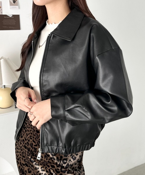 CLEA（クレア）の「PUミドルZIPブルゾン（ブルゾン）」 - WEAR