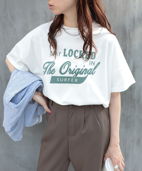 SETUP7（セットアップセブン）の「【SETUP7】ロゴプリントスリット入りBIG半袖Tシャツ 86131 KRI（Tシャツ/カットソー）」 - WEAR