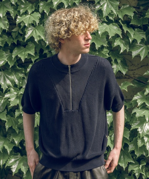 COLIN（コリン）の「COLIN:Benjamin Cotton Half Zip Knit S/S 5ゲージ コットン ハーフジップ 半袖 ...