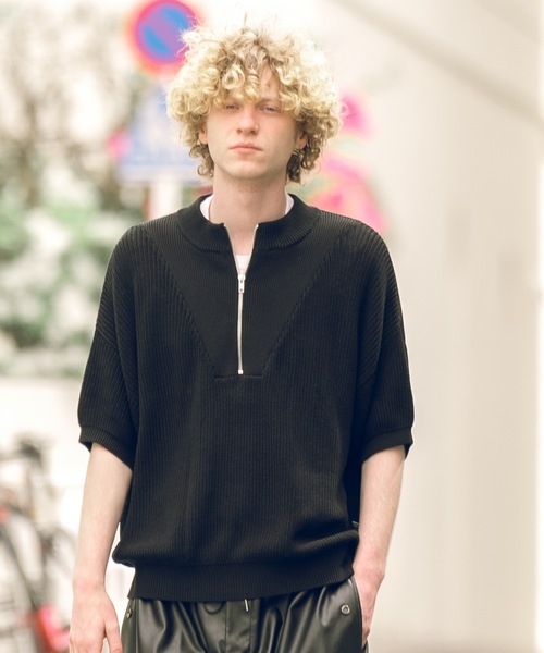COLIN（コリン）の「COLIN:Benjamin Cotton Half Zip Knit S/S 5ゲージ コットン ハーフジップ 半袖 ...
