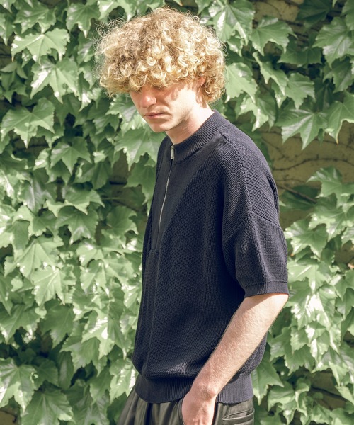 COLIN（コリン）の「COLIN:Benjamin Cotton Half Zip Knit S/S 5ゲージ コットン ハーフジップ 半袖 ...