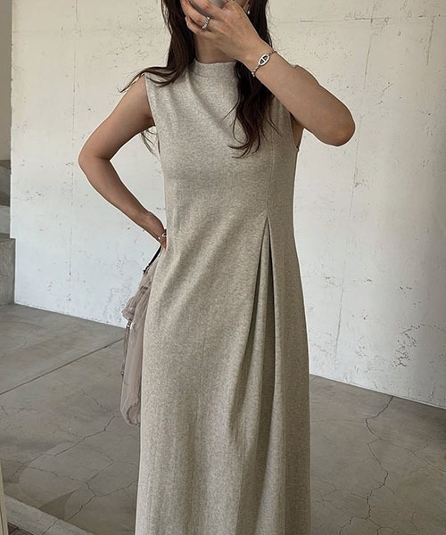 WILLFULLY（ウィルフリー）の「one side tuck flare nosleeve rib OP（ワンピース）」 - WEAR