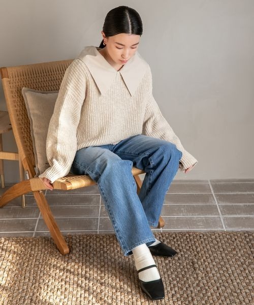 LOWRYS FARM（ローリーズファーム）の「スラブヤーンクロップドロングスリーブ 187982（ニット/セーター）」 - WEAR