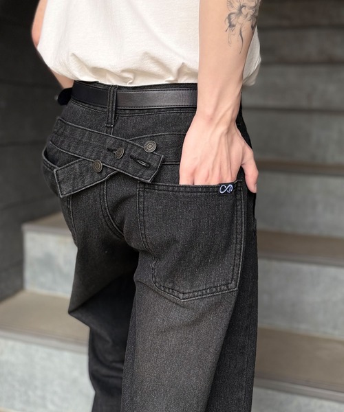 【セール】《Haruto×クラシカルオリジンコラボ》「ストリート映え抜群。」ボタン付きストラップデザインワイドデニム/Buttoned Strap DesignWide Denim（デニム ...