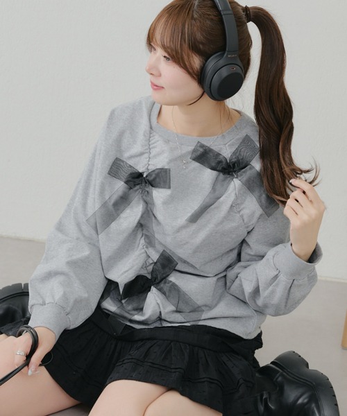 リボン付スウェット（スウェット）｜continuer de NICE CLAUP（コンティニューデナイスクラップ）のファッション通販 - ZOZOTOWN