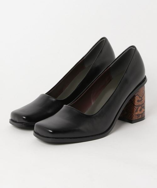 SLY（スライ）の「AUTUMN SQUARE TOE HEEL PUMPS パンプス パイソン柄 スクエアトゥ（パンプス）」 - WEAR