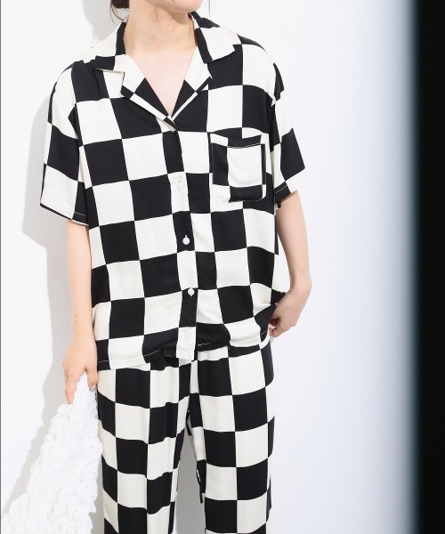 QFORON（キュフォロン）の「チェッカー柄半袖パジャマセットアップ（ルームウェア/パジャマ）」 - WEAR