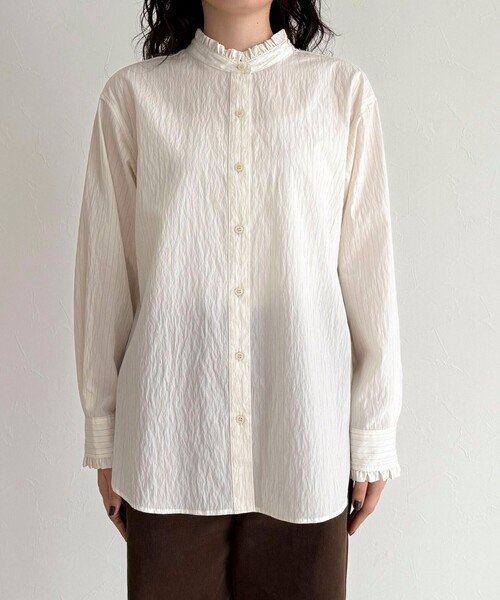 フレディエミュ（fredy emue）/バンドカラーフリルシャツ セール】バンドカラーフリルシャツ（シャツ/ブラウス）｜fredy emue