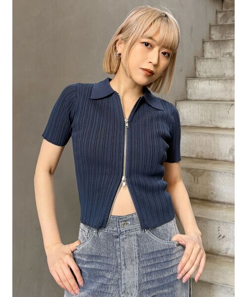 MURUA（ムルーア）の「フロントZIPポロニット（ニット/セーター）」 - WEAR