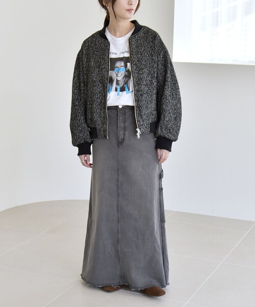 セール】quaranciel: ツイード ダブル ジップ ブルゾン（ブルゾン